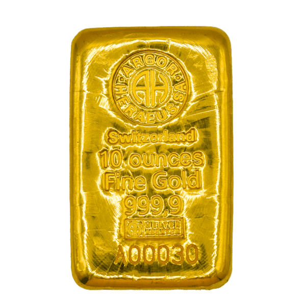 10 OZ GOLD CAST BAR ARGOR-HERAEUS – PRECIOUS METALS HQ